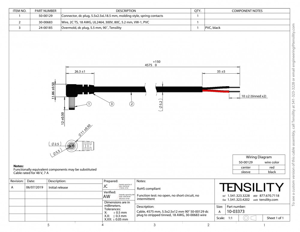 Tensility International 10-03373 product drawing