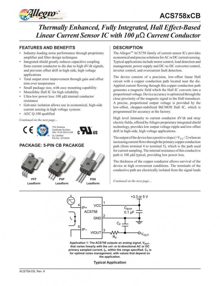 ACS758 datasheet page 1