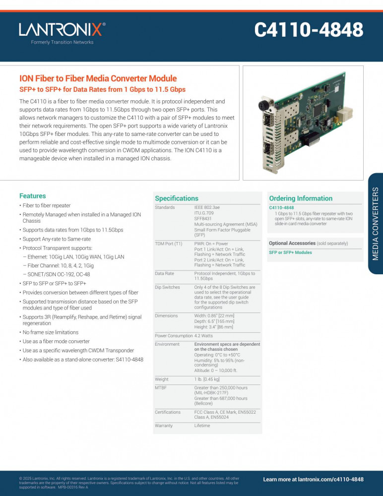 Lantronix C4110-4848 technical document page