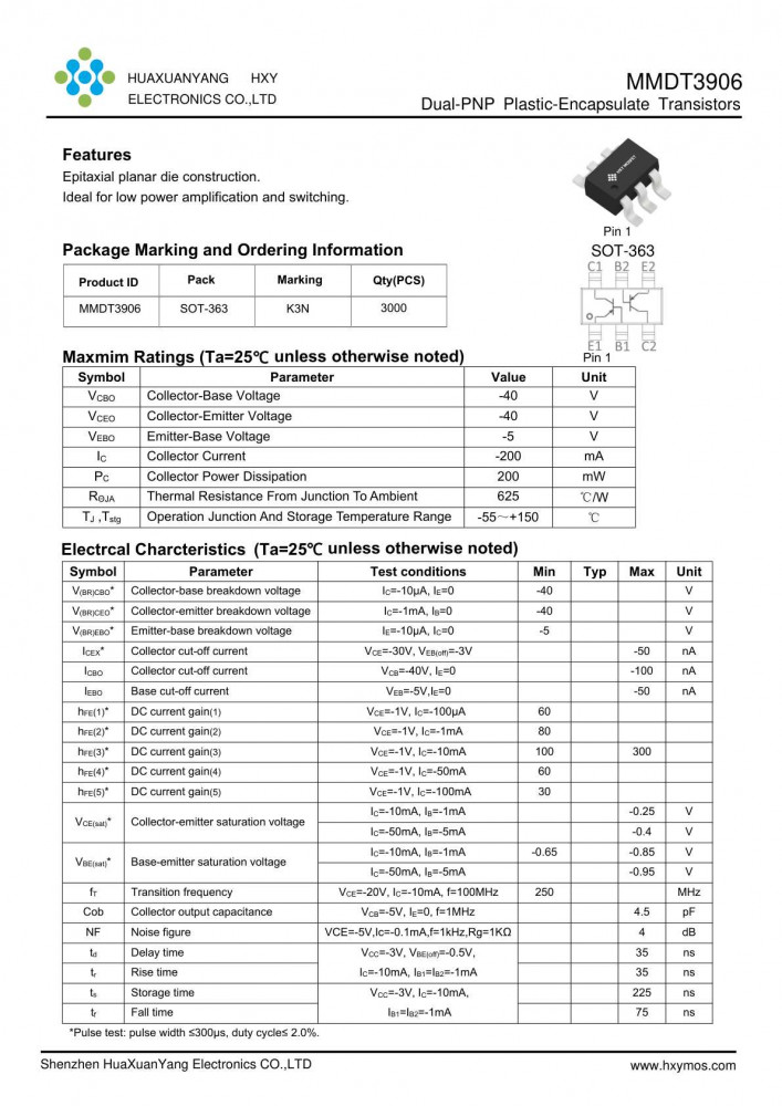 MMDT3906 datasheet page 1