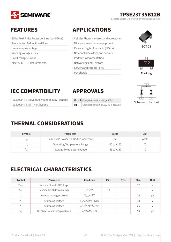 TPSE23T35B12B datasheet page 1