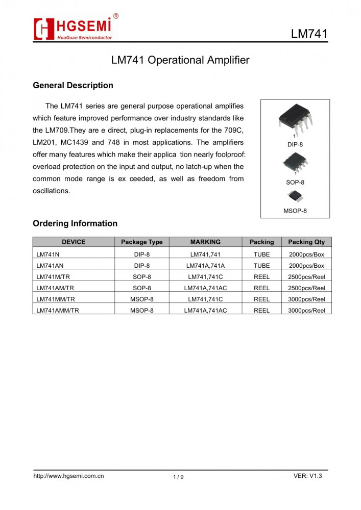 LM741N datasheet page 1