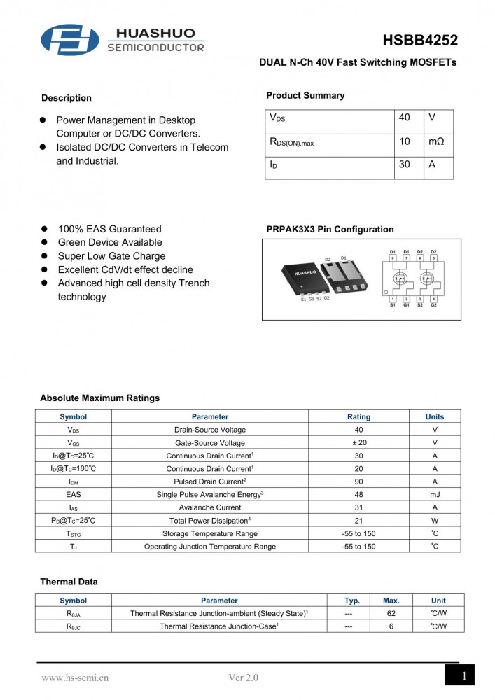 HSBB4252 technical document page 1