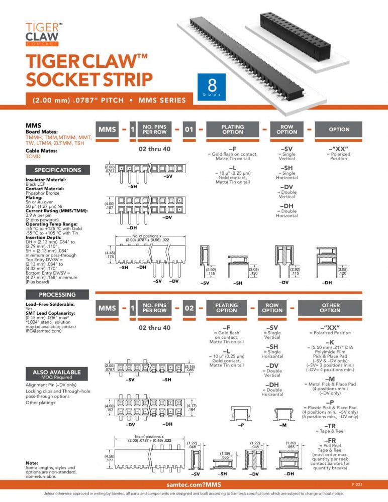 Samtec MMS series technical document preview