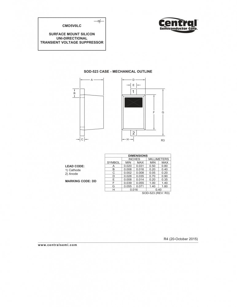 CMO5V0LC TR PBFREE datasheet page 2