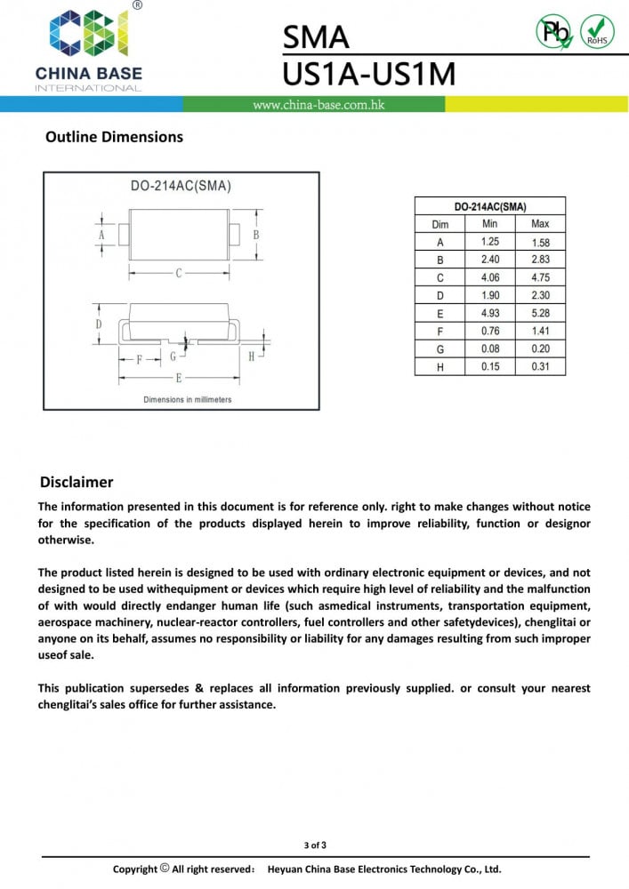 CBI US1M datasheet page 3