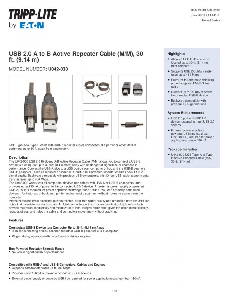 U042-030 technical document page 1