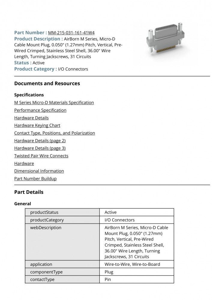 Technical document page 1 for MM-215-031-161-41W4