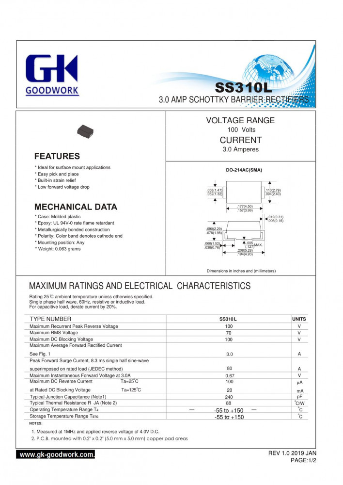 SS310L datasheet page 1
