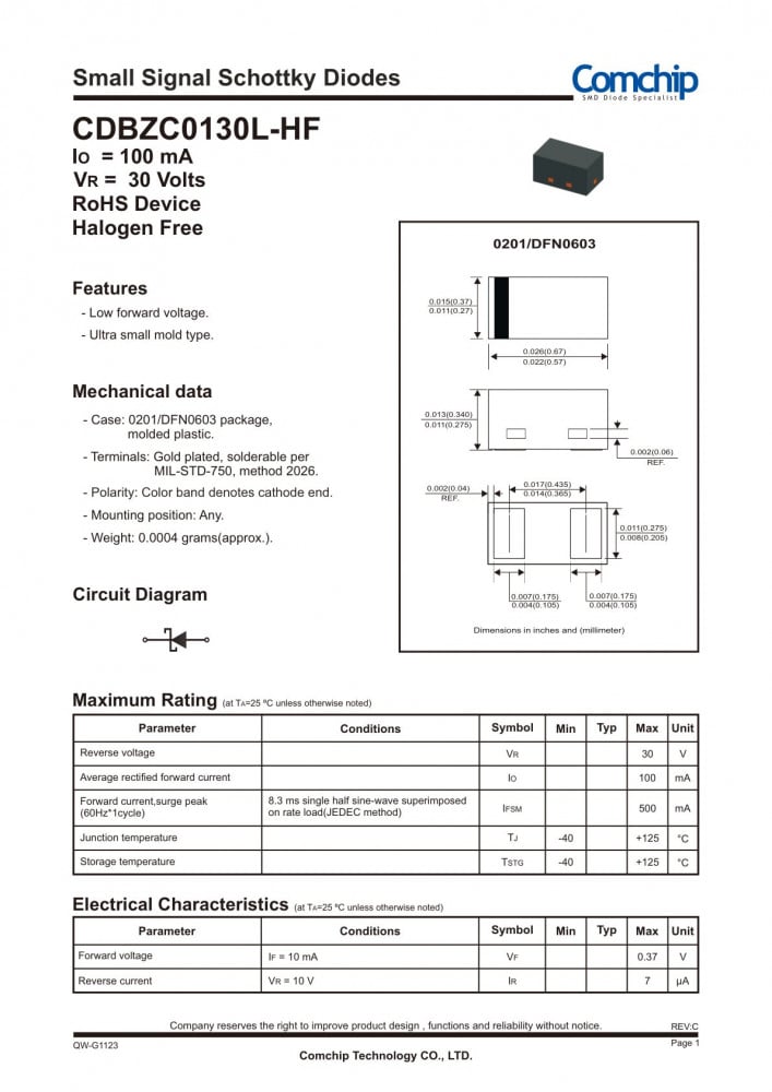 CDBZC0130L-HF datasheet page 1