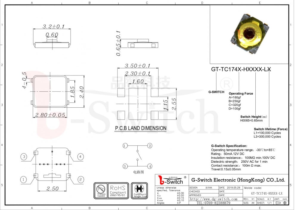 GT-TC174A-H0065-L1 technical document page