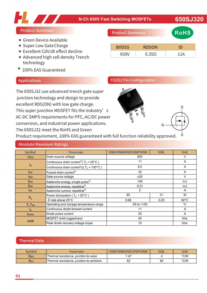 650SJ320 datasheet page 1