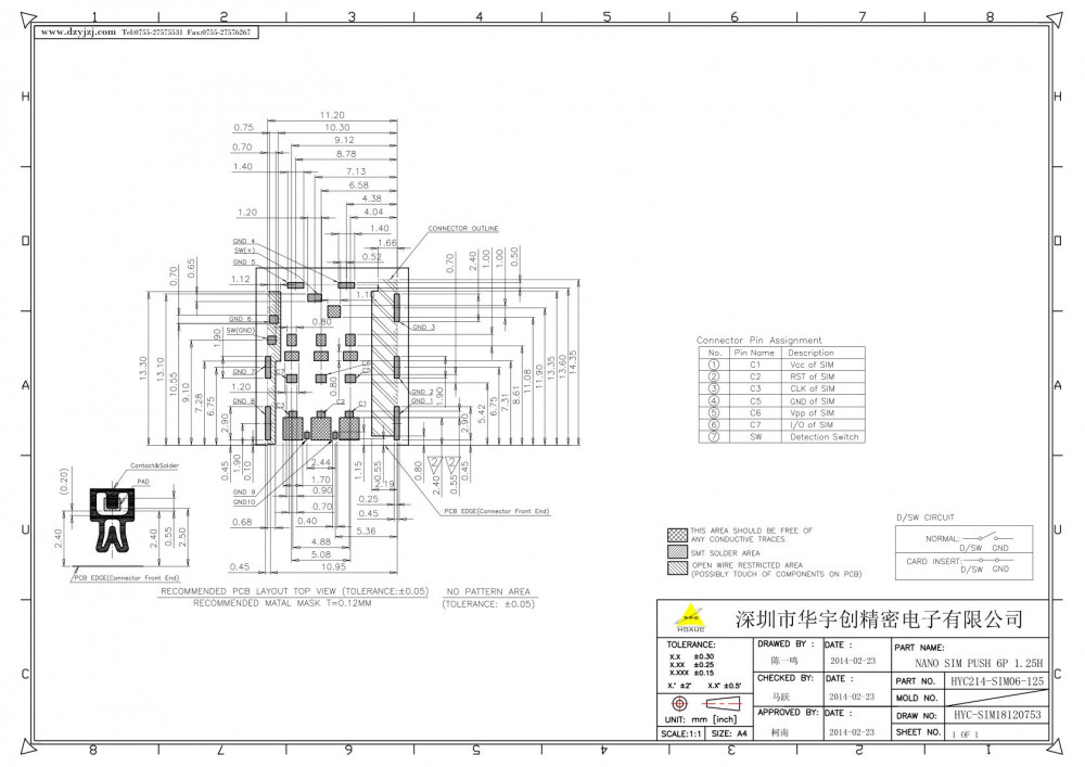 HOAUC HYC214-SIM06-125 technical drawing page 2