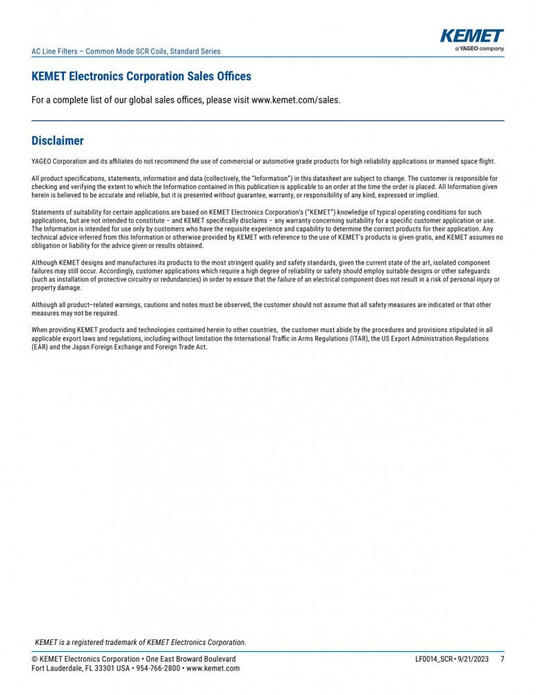 KEMET SCR series datasheet page 7