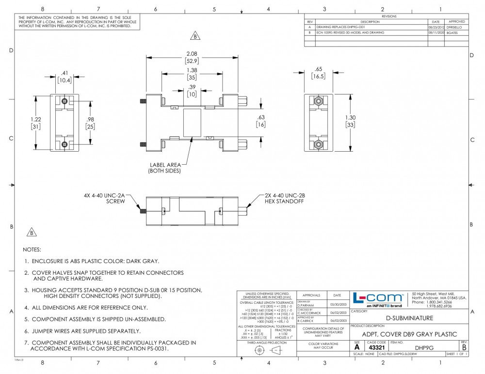 L-com DHP9G technical drawing preview