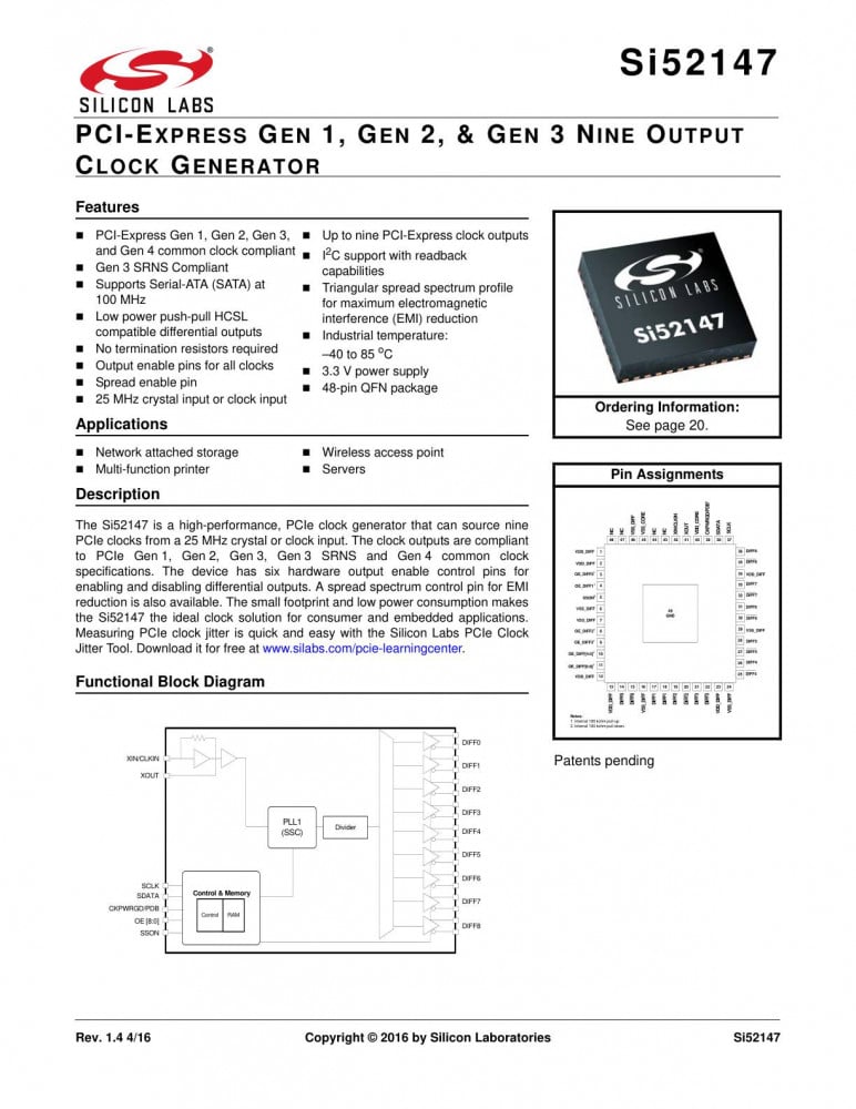 SI52147-A01AGMR technical document page 1