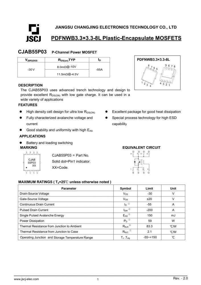 CJAB55P03 datasheet page 1