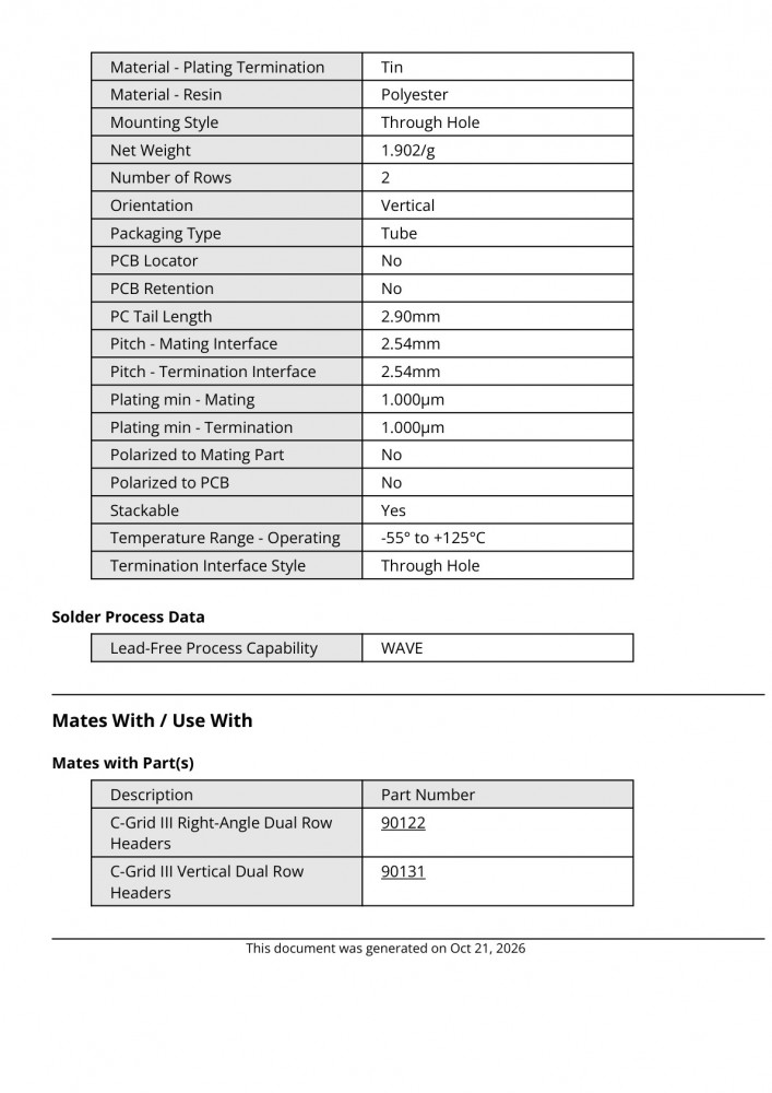 Technical document image 3 for MOLEX 901512122