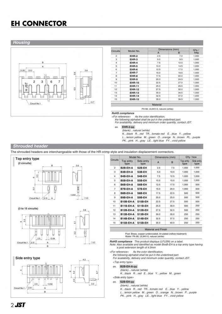JST EH connector catalog page 2