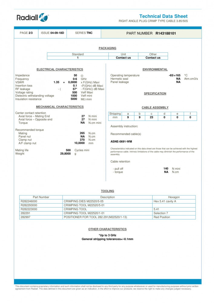 Radiall R143188101 technical document, page 2