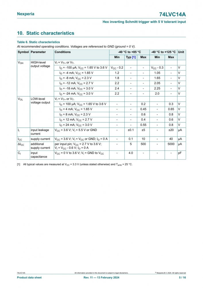 74LVC14A datasheet page 5