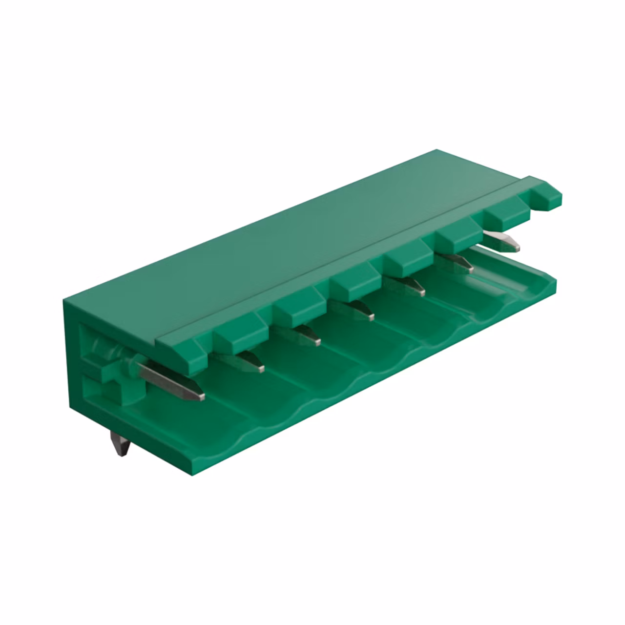 5.08mm Pitch Eurostyle Right-Angle PCB Header, Open Ends, Green Housing, 7 Circuits for sale