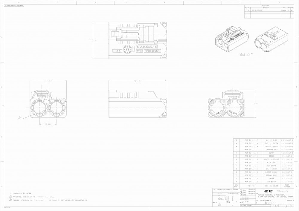TE Connectivity 2345657 drawing preview page 1