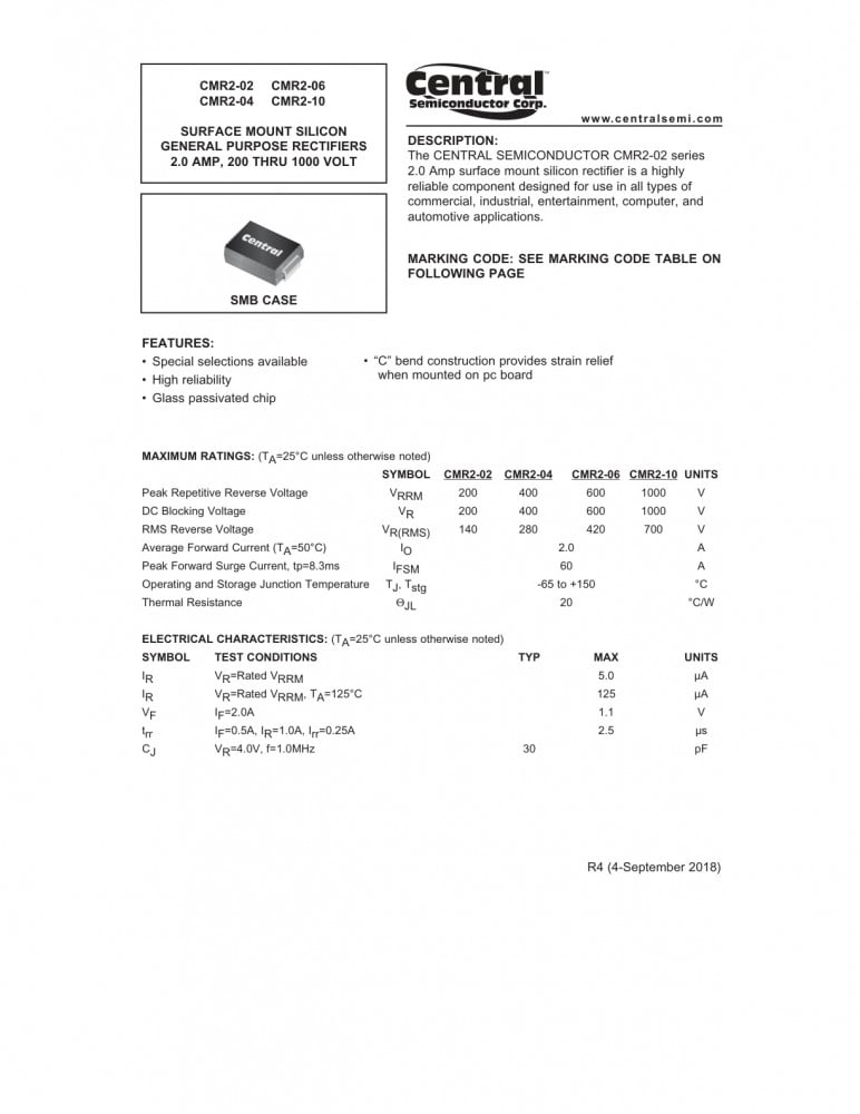Central CMR2-10 datasheet page 1
