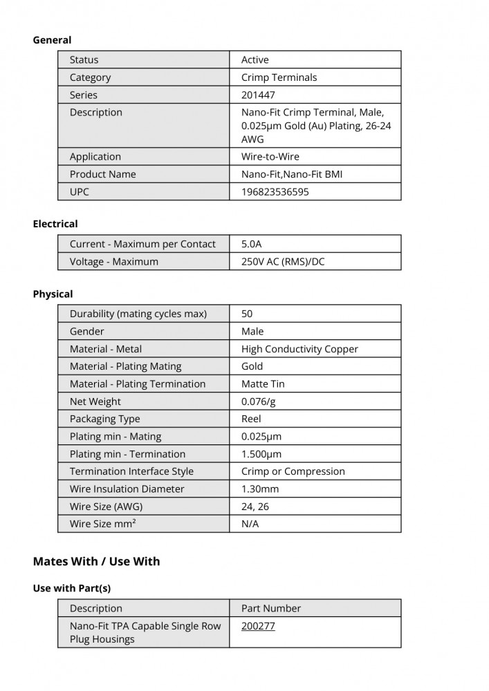Technical document visual page 2 for MOLEX 2014471800