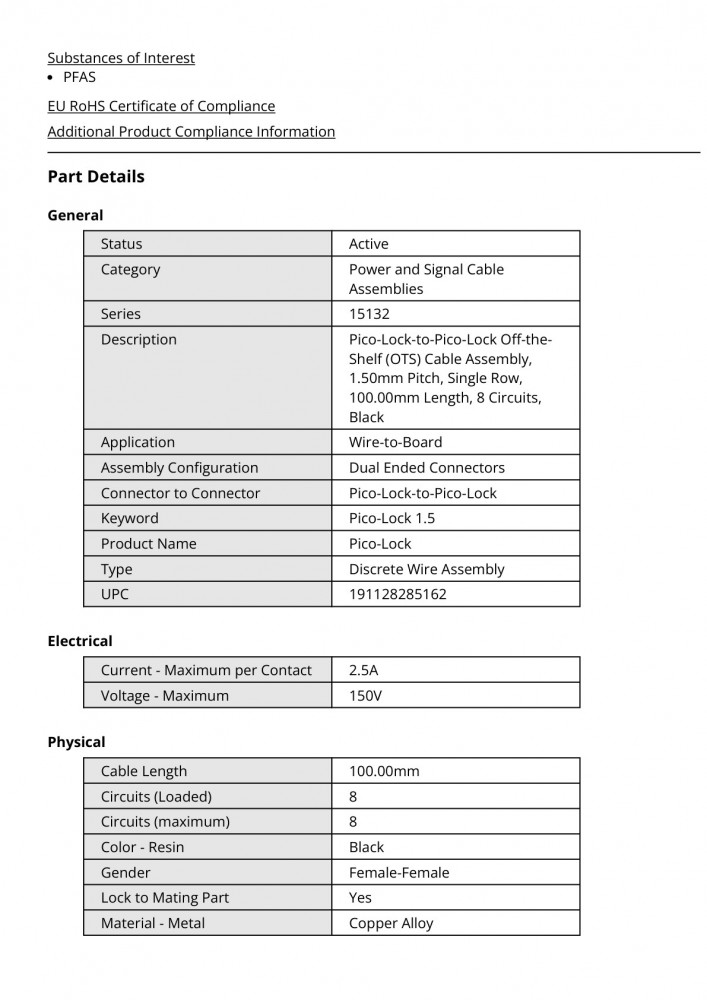 MOLEX 151320801 technical drawing page 2