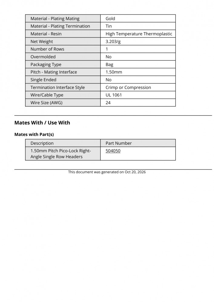 MOLEX 151320801 technical drawing page 3