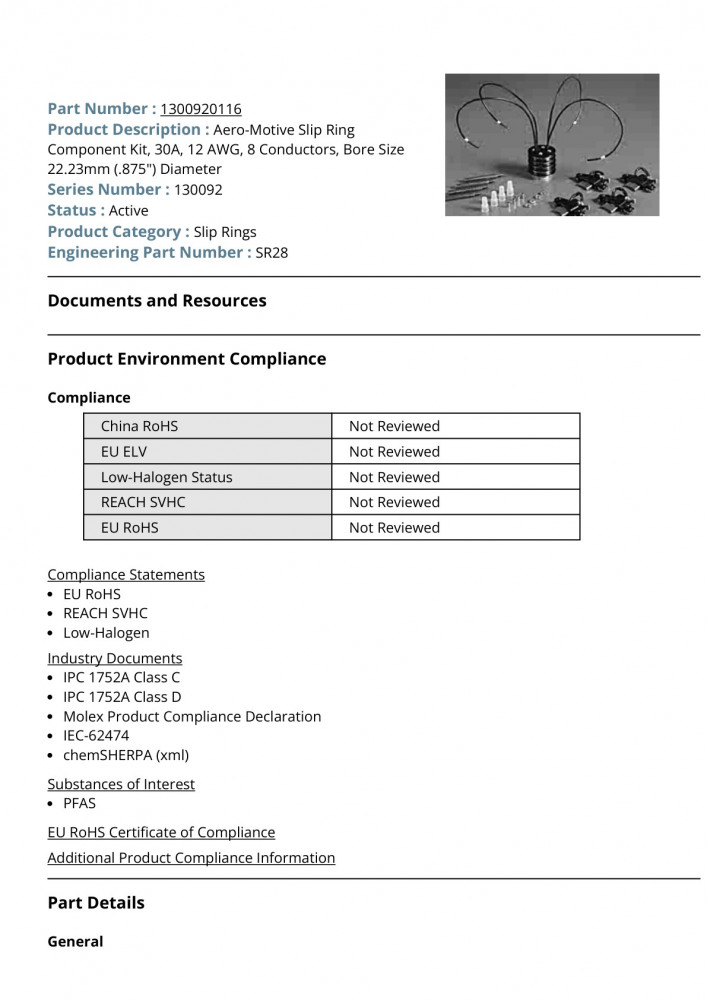 MOLEX 1300920116 document image, page 1