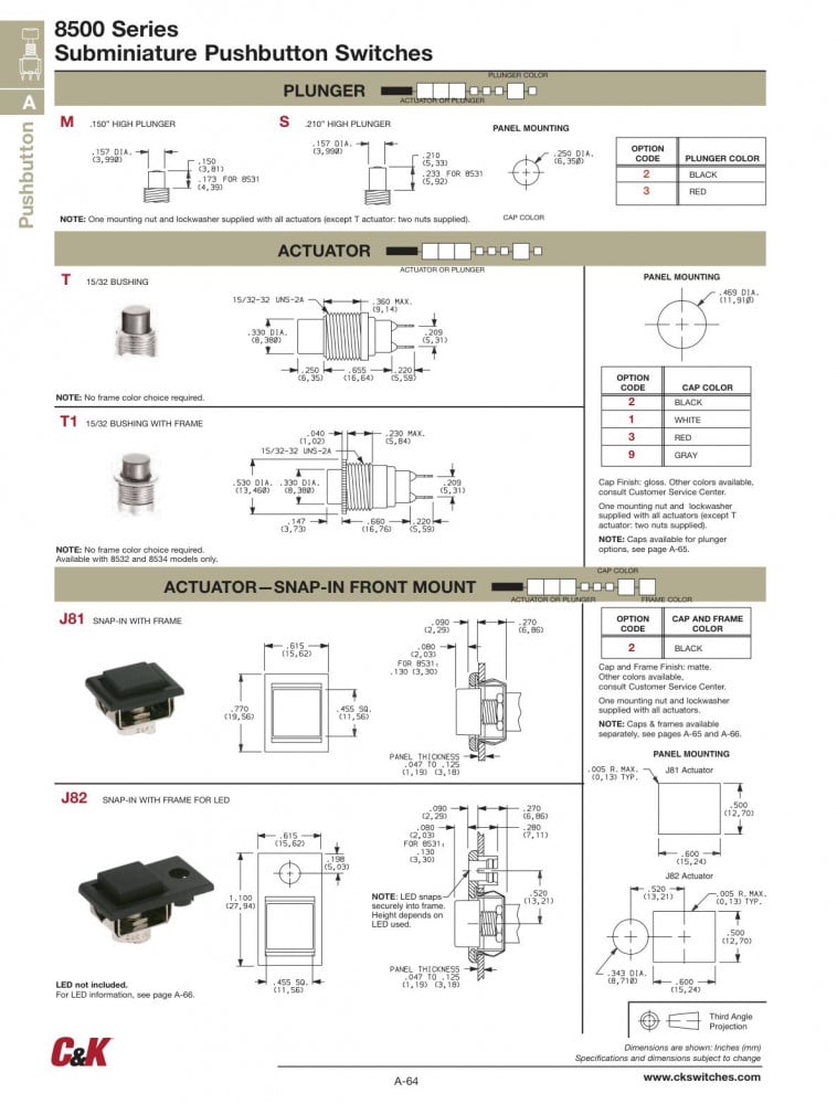 C&K 8500 Series datasheet page 3
