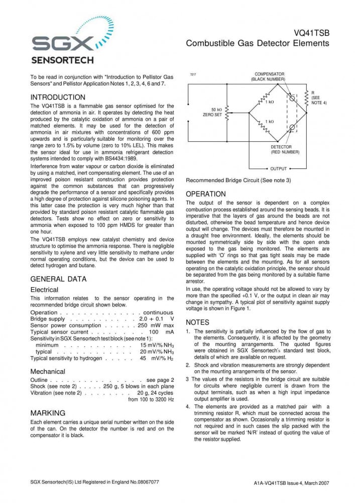 VQ41TSB technical document page 1