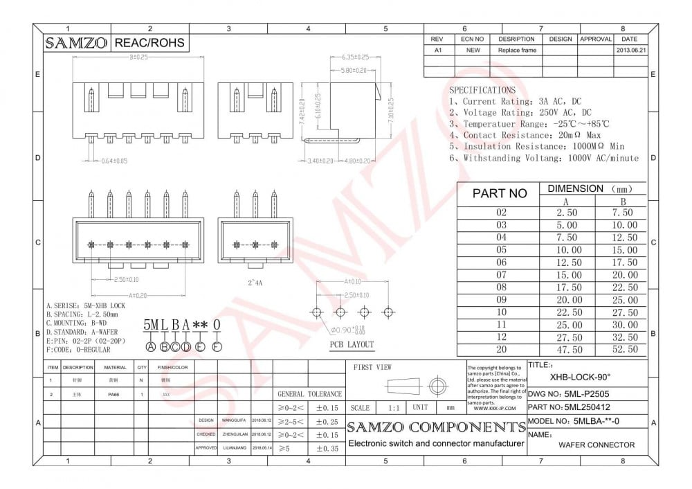 SAMZO 5MLBA020 technical drawing