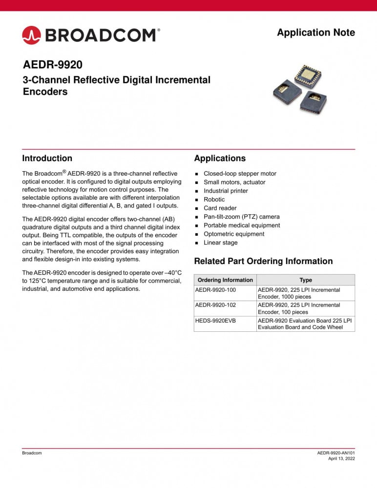HEDS-9920EVB technical document page 1