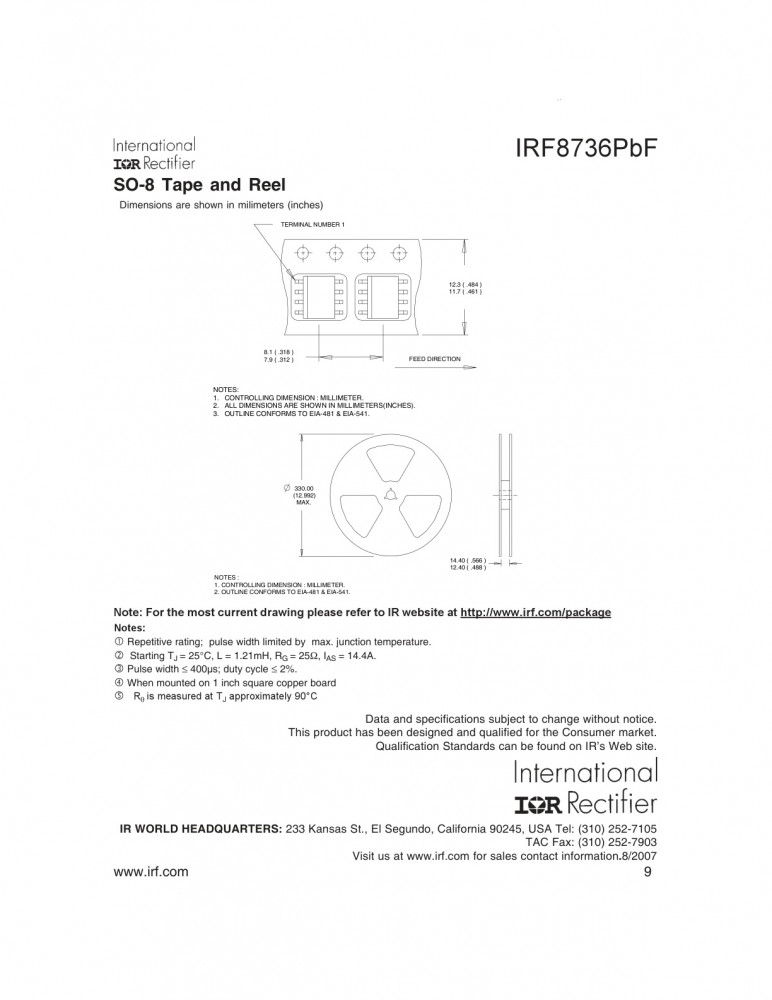 IRF8736TRPBF datasheet page 9