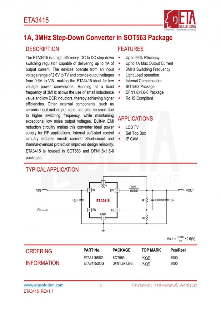 ETA3415DCG datasheet page 1