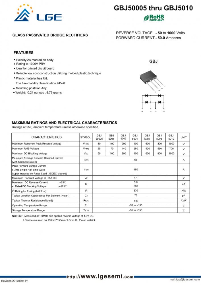 LGE GBJ5008 datasheet page 1