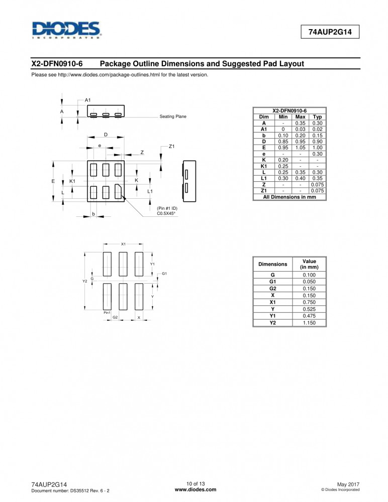 74AUP2G14FZ4-7 datasheet page 10