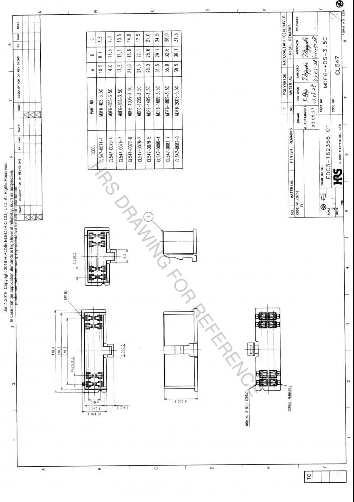 HRS MDF6-8DS-3.5C technical drawing preview