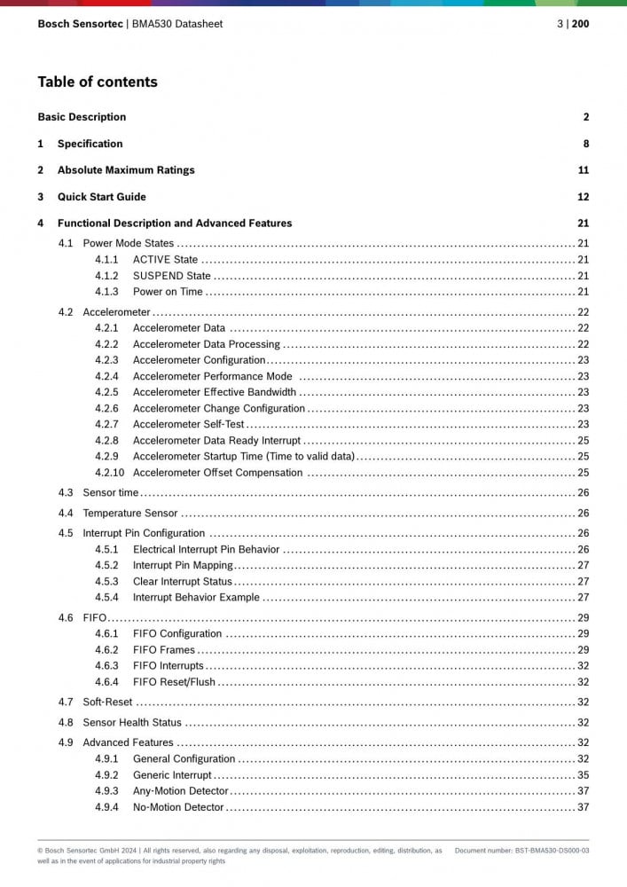 BMA530 datasheet page 3