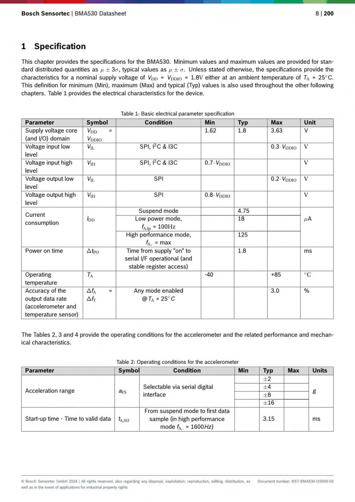 BMA530 datasheet page 8