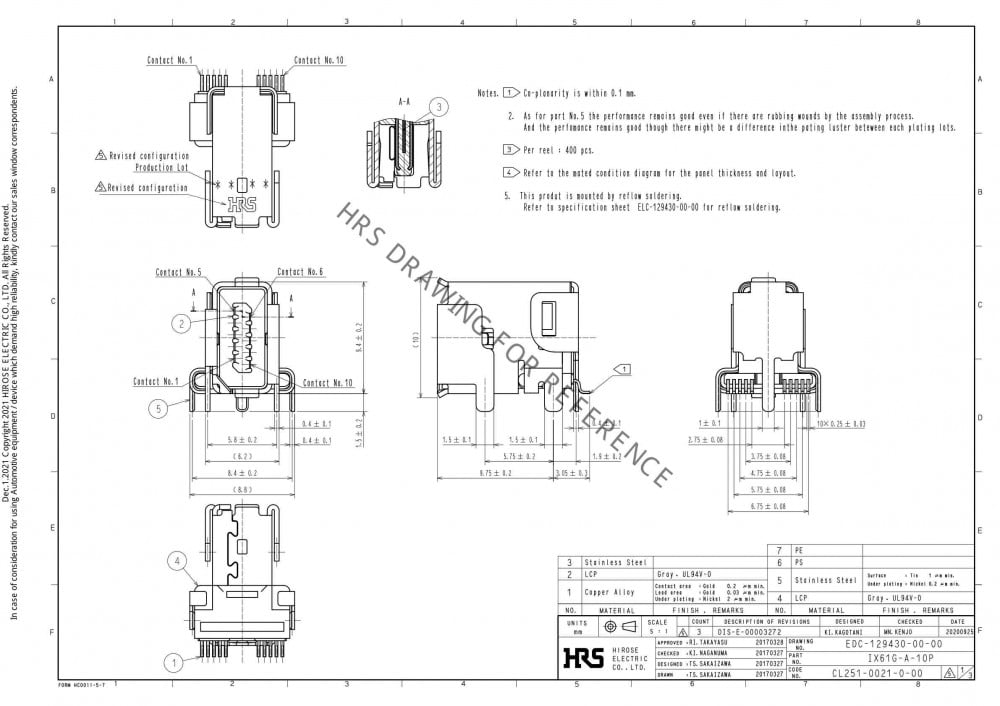 HRS IX61G-A-10P technical drawing page 1