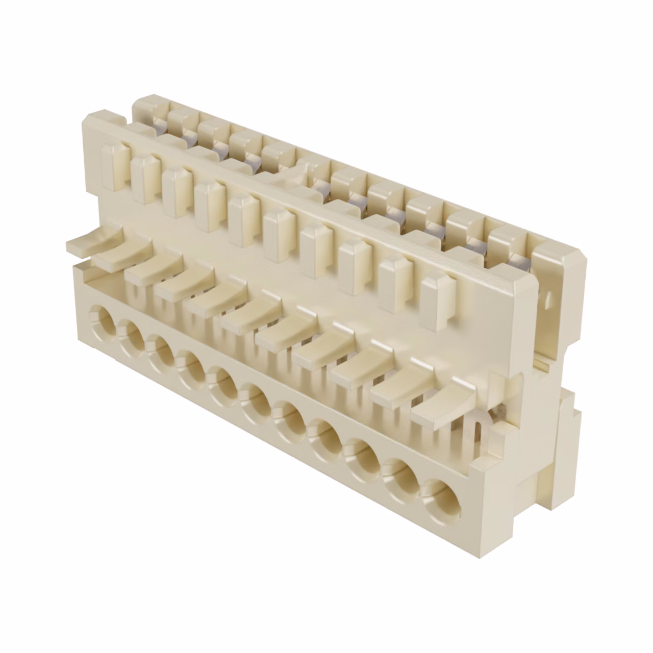 Appli-Mate RAST 2.5 Connector, 2.50mm Pitch, Female, 11 Circuits, Positions A Removed, Polarizing Rib Between 5/6, Locking Pips, Open Endwalls, Tin Plating for sale