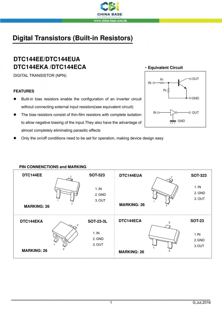 CBI DTC144EE datasheet page 1