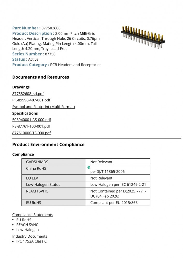 MOLEX 877582608 technical document image 1