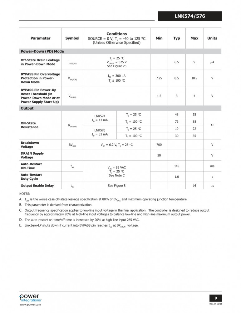 LNK574DG datasheet page 9
