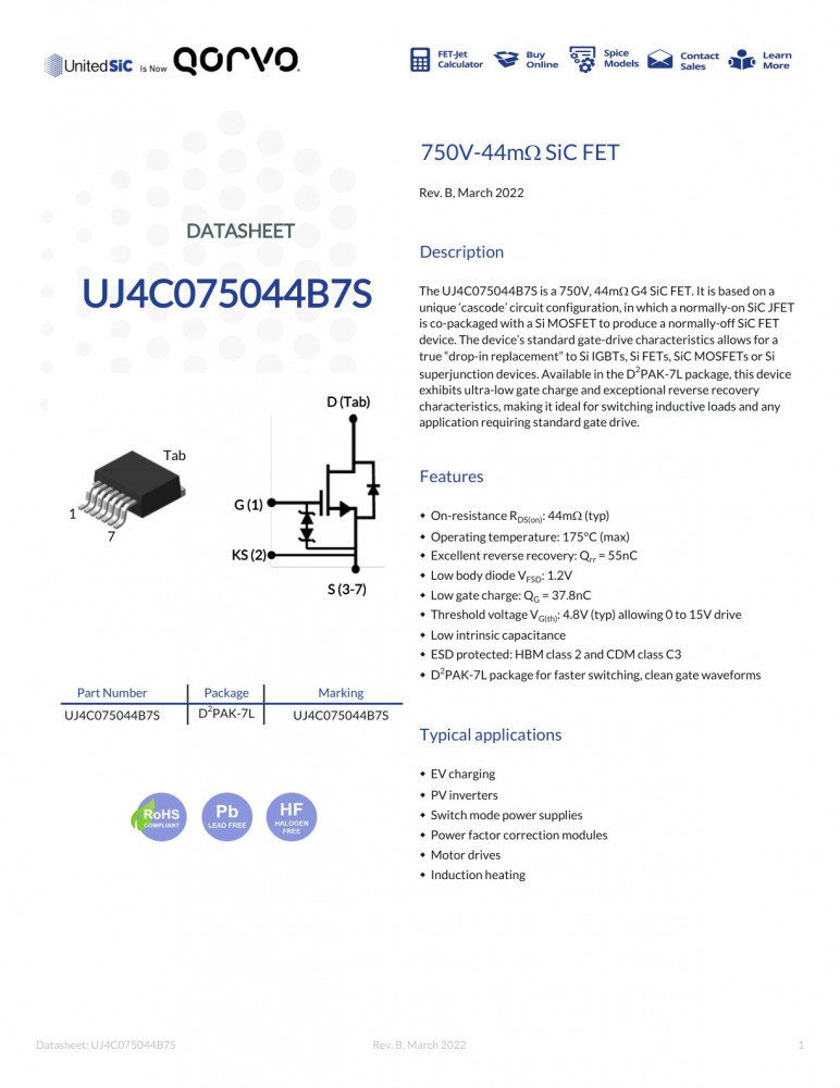 UJ4C075044B7S datasheet page 1