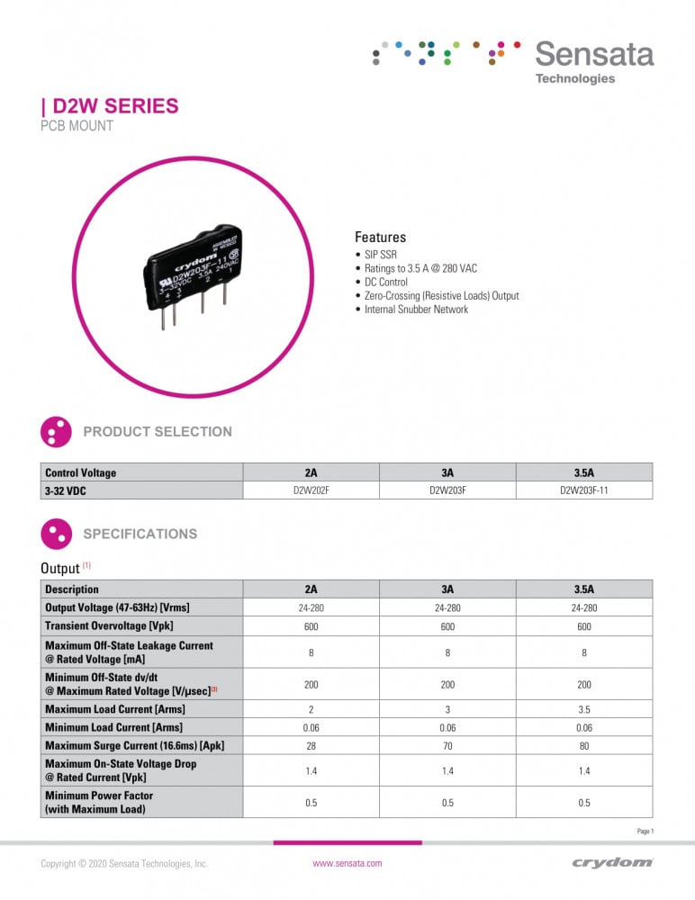 D2W203F technical document page 1